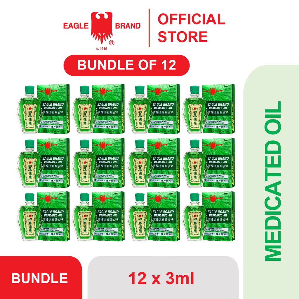 12x - Eagle Brand Green Medicated Oil 3ml | Shopee Singapore