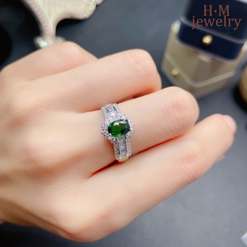 S925 Silver T Square Diamond Emerald Colored Gems Stackable Ring ...