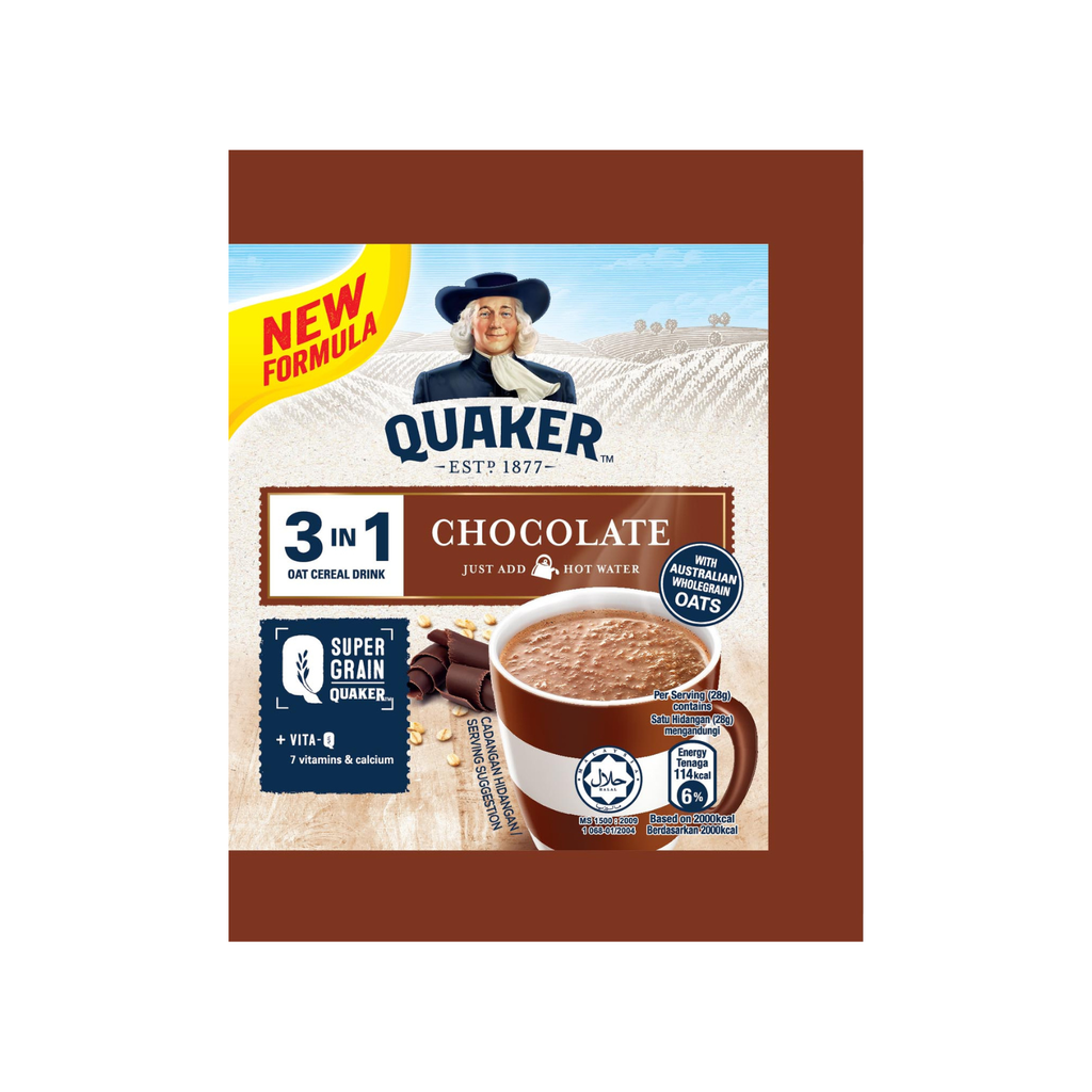 Quaker 3 in 1 Oat Cereal- Chocolate x 1 Sachet | Shopee Singapore
