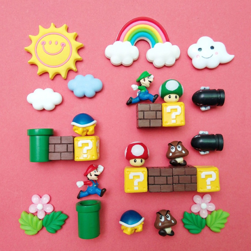 1 Set Super Mario Fridge Magnet Sticker 3D Mario Whiteboard Decoration ...