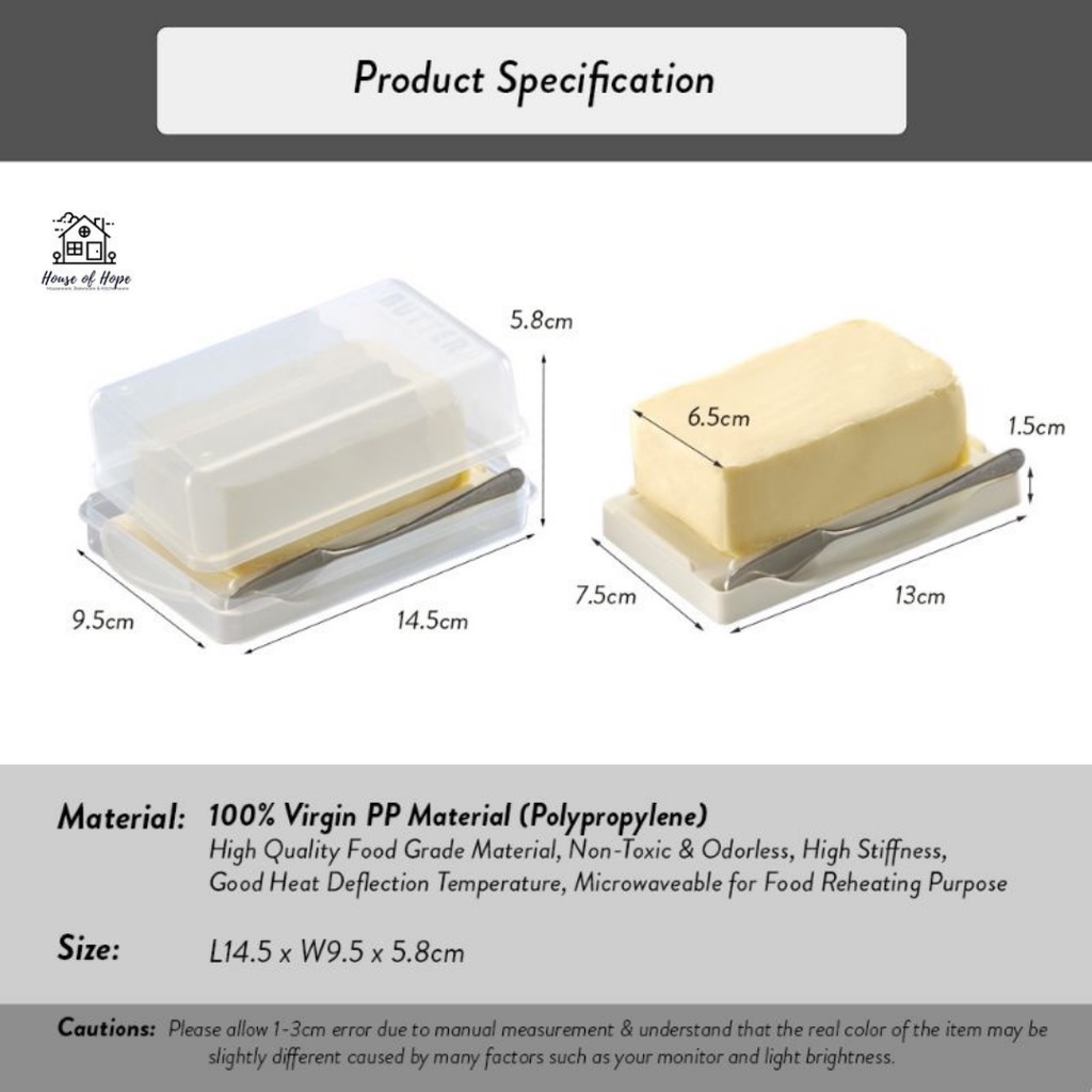 [READY STOCK] BPA-FREE Transparent Butter Case Storage Container Holder ...
