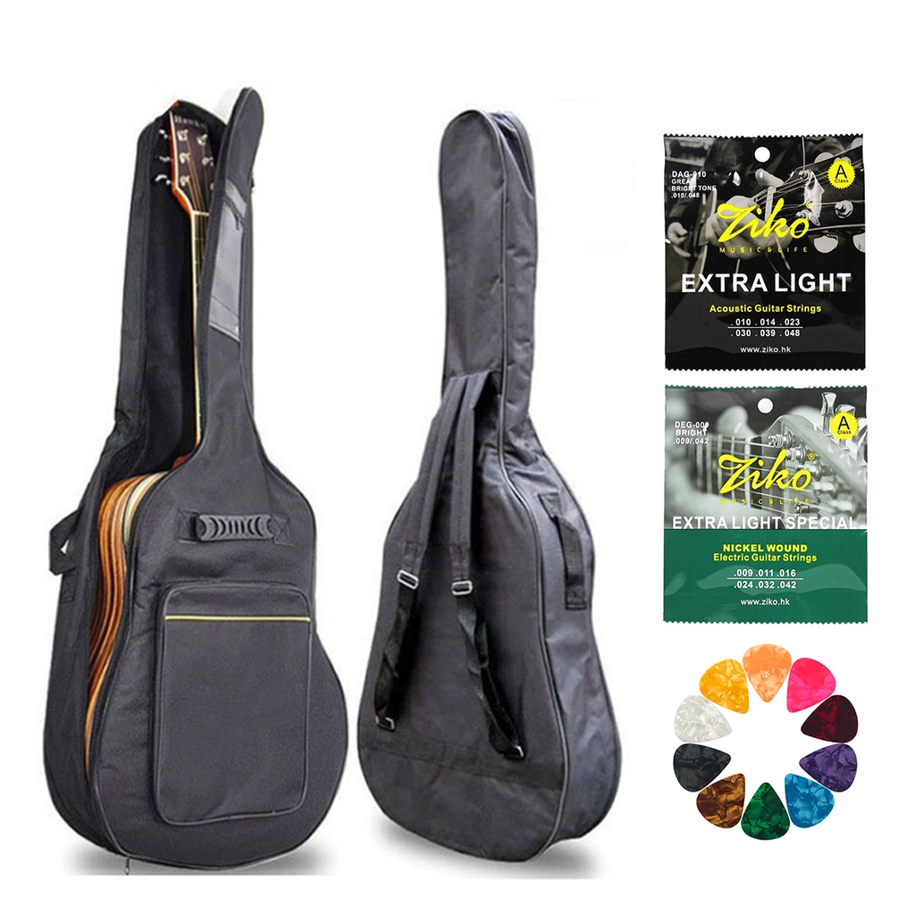[SET] 38 40 Inch - Acoustic Guitar Padded Bag With ZIKO String | Beg ...