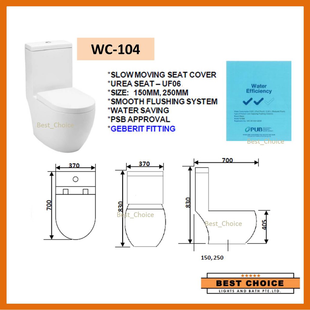 Toilet bowl Model: WC-104 One Piece WC [Suitable for most HBD or Condos ...