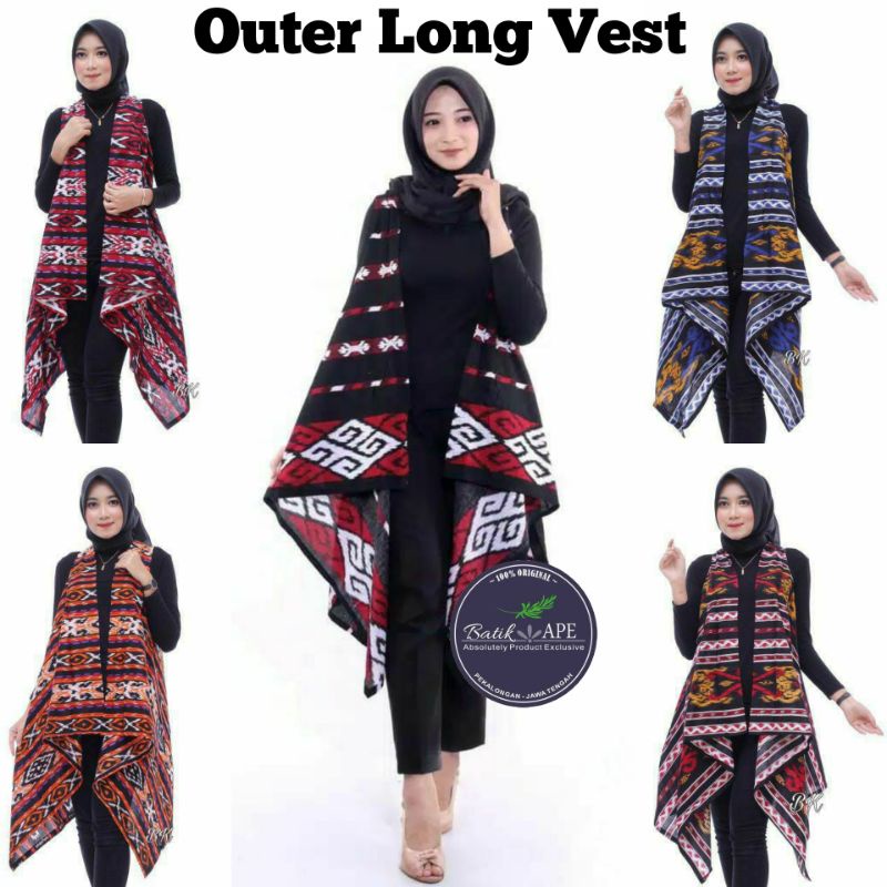 Outerwear BLAZER OUTER LONG VEST LONGVEST BOLERO LONG BATIK MOTIF ...