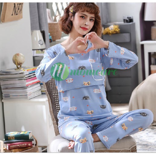 Pregnant, Postpartum And Lactating Suit (Real Photo-Blue Cat) | Shopee ...