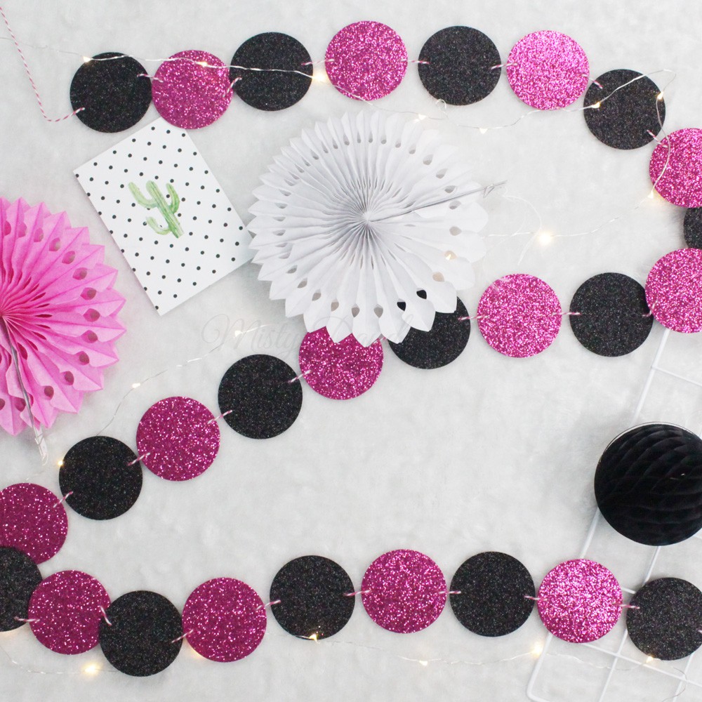 Glitter Circle Garlands (Hot Pink and Black) | Shopee Singapore