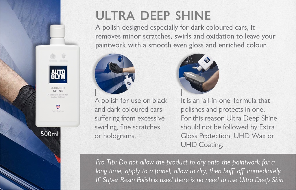 Autoglym Ultra Deep Shine All-in-One Car Polish 500ml | Ultimate Gloss ...