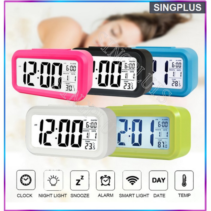 Electric Desktop Table Clock Electronic Alarm Digital Big LED Screen ...