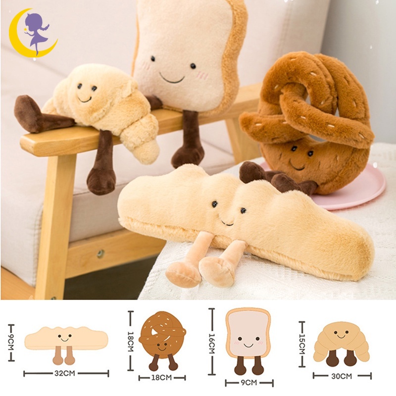 Cute Plush Toast Bread Pretzel Croissant Baguette Toy Stuffed Food ...