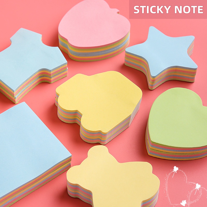 100 Sheets Cute Cartoon Colored Sticky Note Student Label Sticker Memo ...
