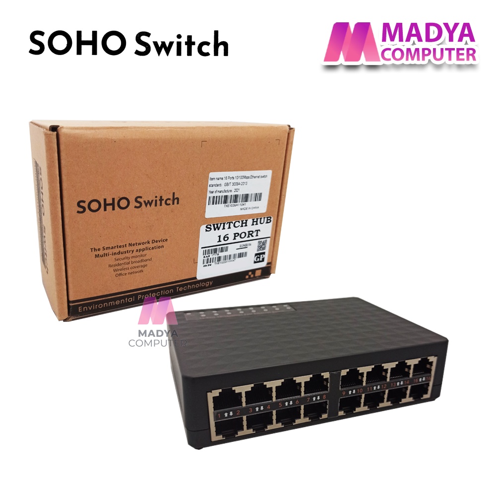 Soho Switch 16 Ports 10/100Mbps Switch Hub / Ethernet Switch | Shopee ...