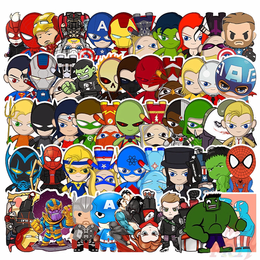 50Pcs/Set Q Marvel & DC Superhero Series 01 Stickers DIY Fashion ...