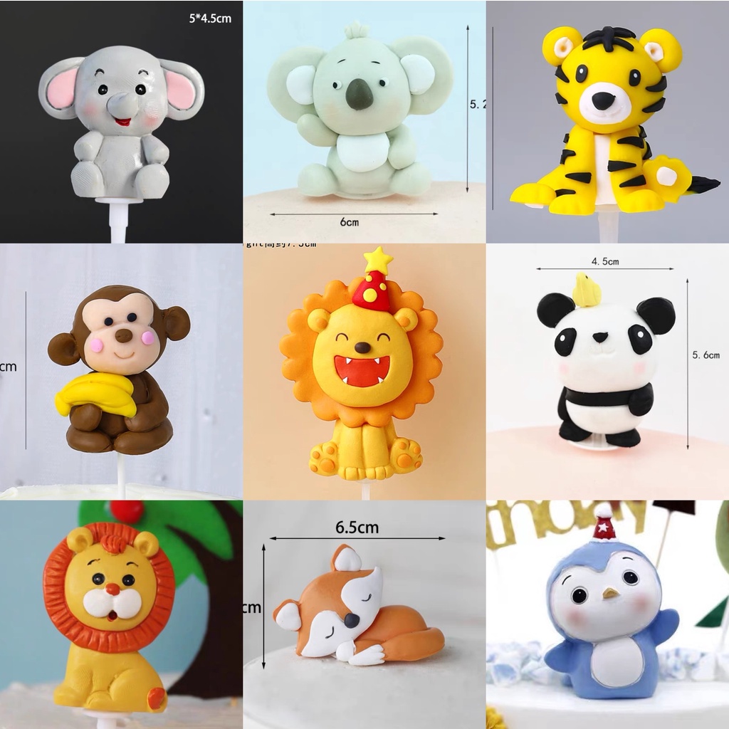 Animals Cake Topper Birthday Party Tree Dinosaur Tiger Lion Panda ...