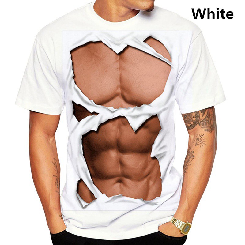Muscle Man's Fashion Cool 3d Art Printed T-shirt Casual Funny Ripped ...