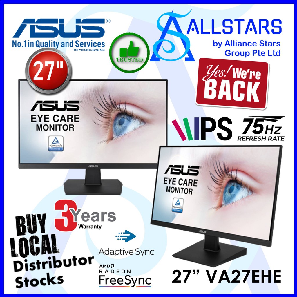ASUS 27 inch VA27EHE Full HD IPS Monitor / 75Hz / FreeSync / Adaptive ...