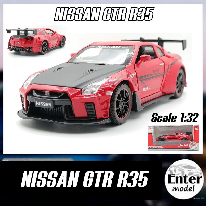 Diecast Model Car With Sound Light Toy Nissan GTR R35 Length 15cm Scale ...