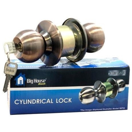 Cylindrical Door Lock Set (60mm) / Tombol Pintu Lock (BRONZE) | Shopee ...