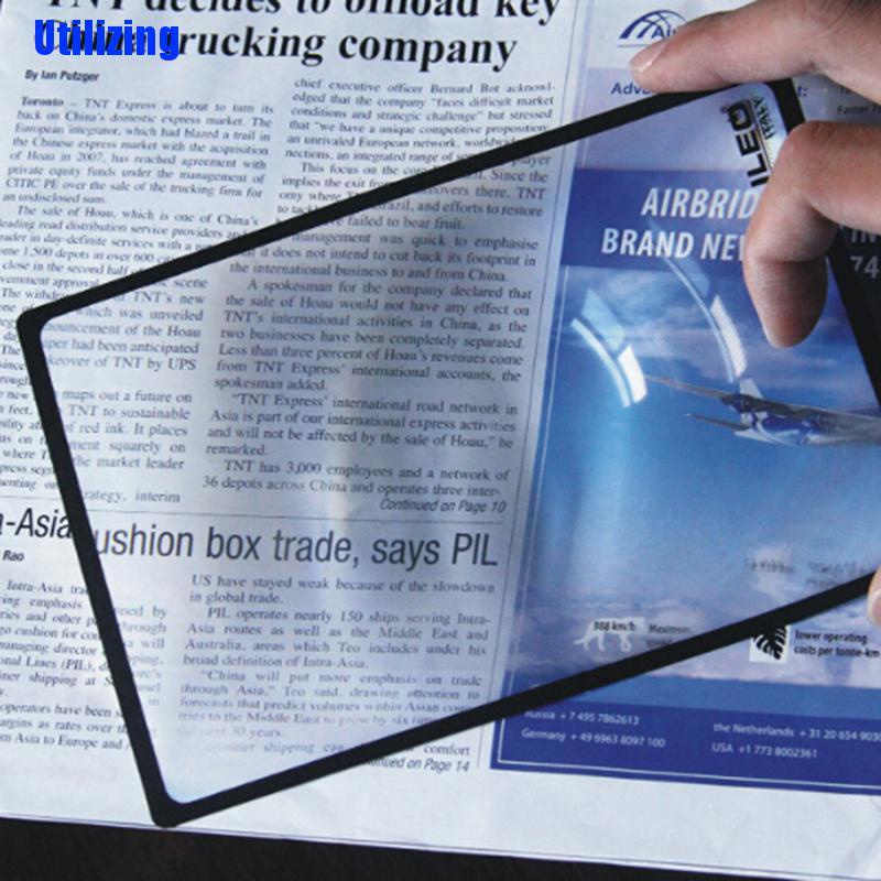 UTZN A5 Flat Pvc Magnifier Sheet X3 Book Page Magnifying Reading Glass ...