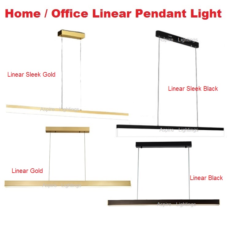 Pendant Light Hanging Lights LED Linear Rectangle Tri Color Remote Dim ...