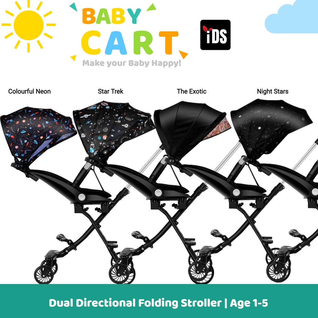 [iDS] Reclining Baby Stroller Dual Facing Pram Rider Lightweight Infant ...