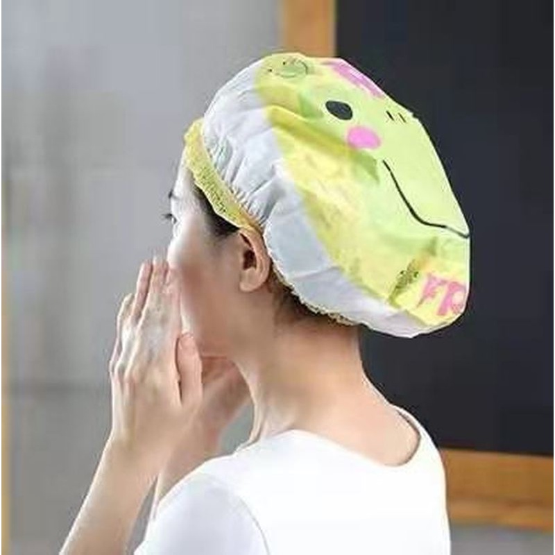 New Style Adult Waterproof PVC Shower Cap Cute Cartoon Shower Cap ...