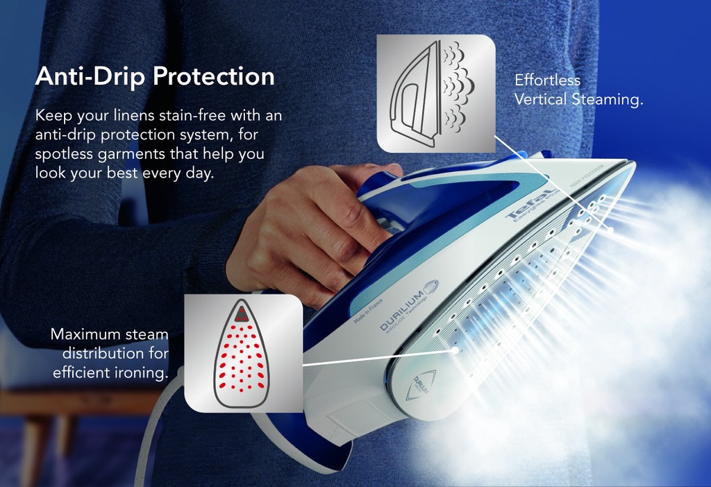 Tefal Durilium Airglide Technology Easygliss Steam Iron 270ml 2400W ...