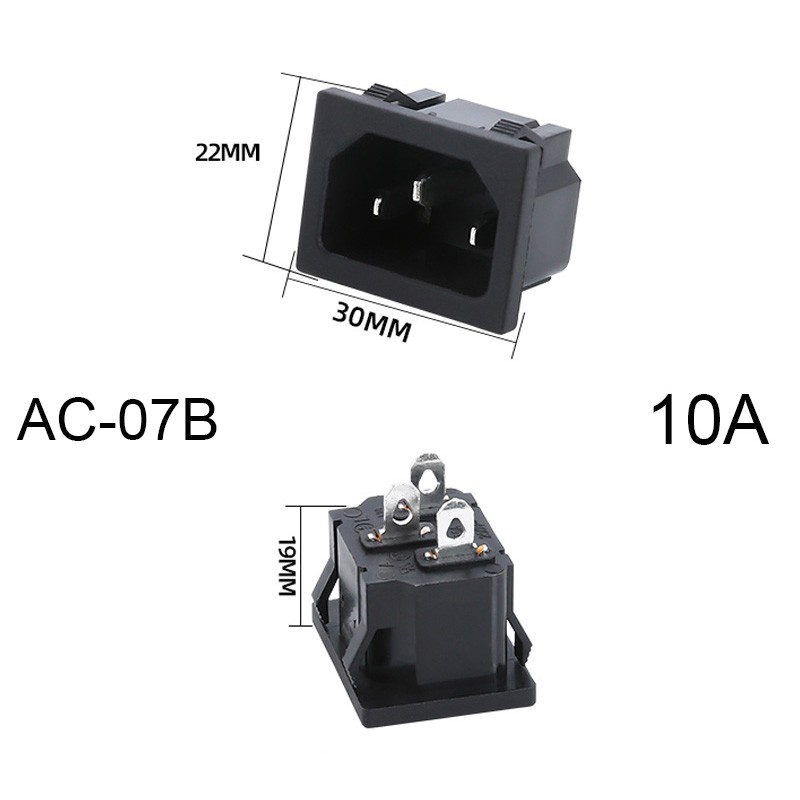 3 Pin IEC320 C14 C15 Electrical Socket LED 250V Rocker Switch Brass 10A ...
