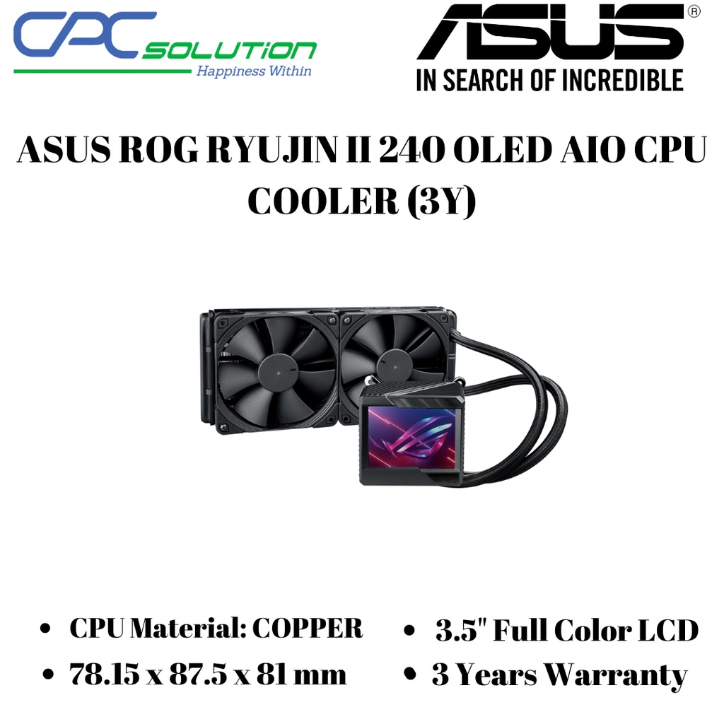 ASUS ROG RYUJIN II 240 OLED AIO CPU COOLER 3 YEARS | Shopee Singapore