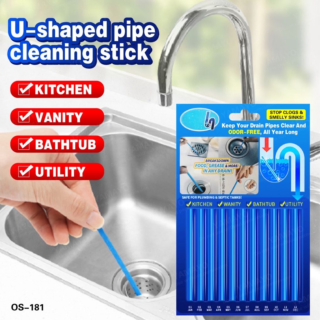 12pcs Cleaning Sani Sticks || Drain Sink Clog Pipes Dredging || Odour ...