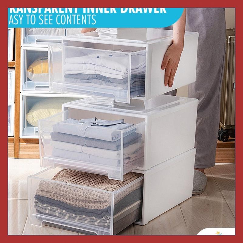 Stackable Storage Home Organiser Box Single Tier Drawer - 7 Sizes ...