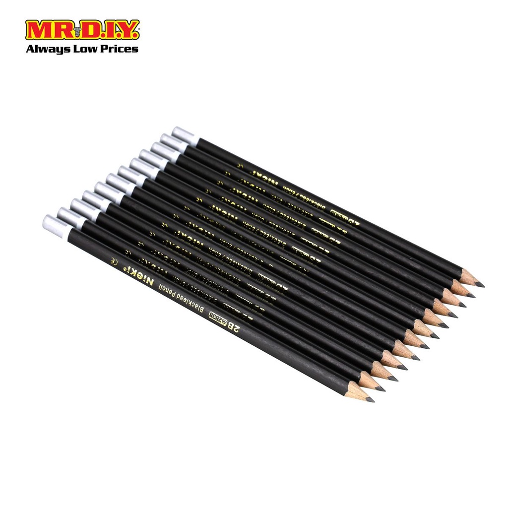 (MR.DIY) NIEKI 2B Triangular Exam Grade Graphite Pencils Set (12pcs ...