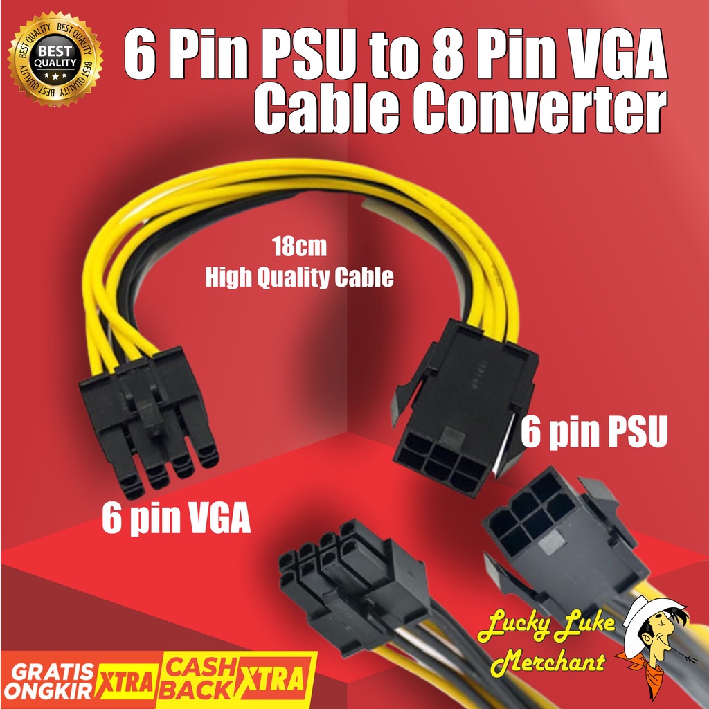 6 Pin PSU to 8 Pin Converter power Cable VGA GPU power supply adapter ...