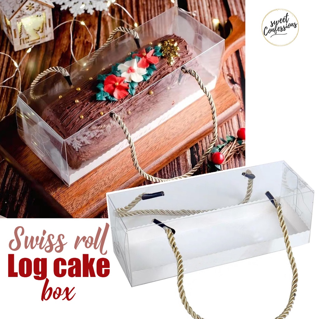🇸🇬 27cm Long Box Swiss Roll box Log cake Transparent box | Shopee Singapore