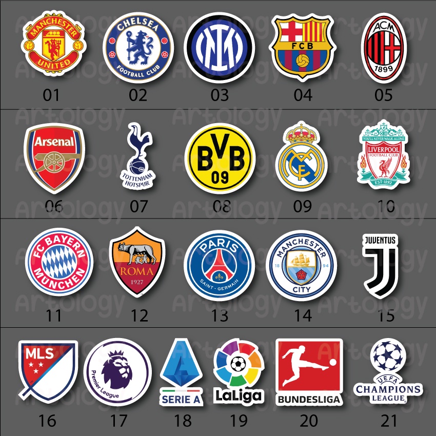 MINIMAL [@Rp 3,500, Minimum Buy 3] Waterproof Sticker Football Club ...