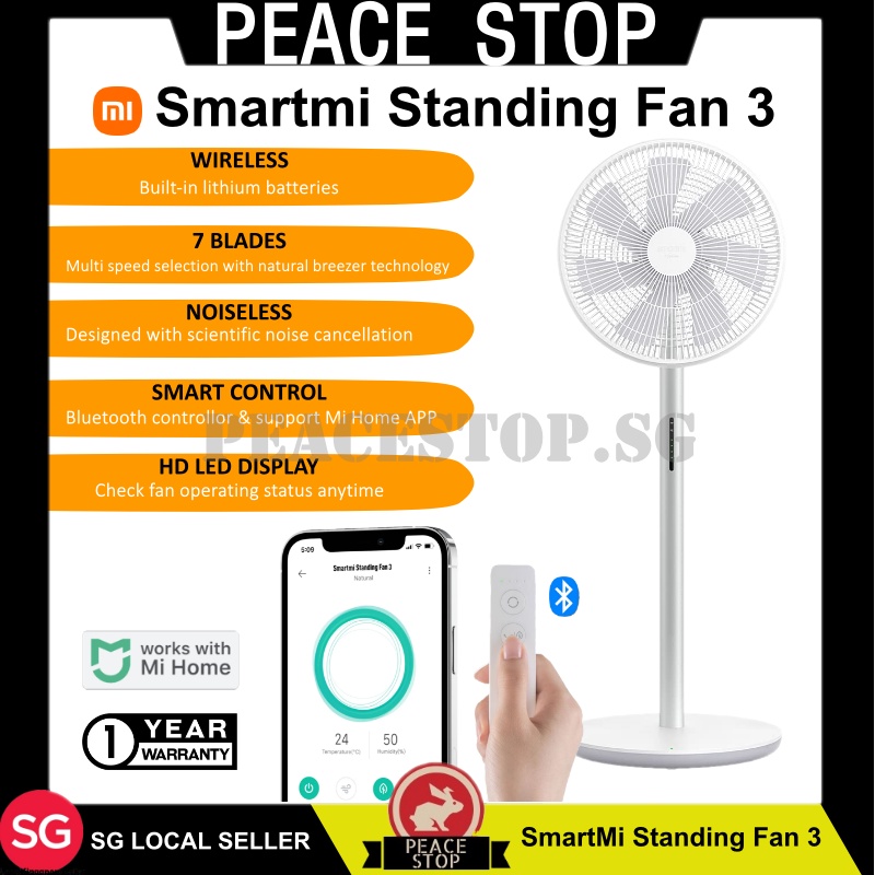 Xiaomi Smartmi Fan 3 Cordless App Control Smart Standing Built In ...