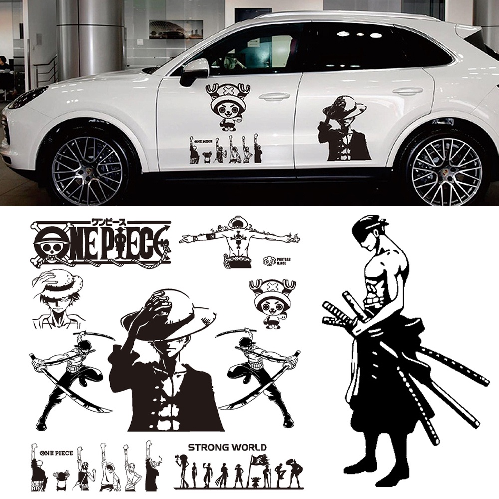 "One Piece" Reflective Car Stickers Luffy Ace Roronoa Zoro Car Door ...