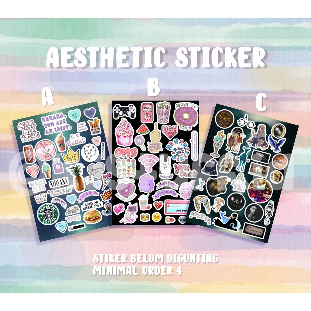 (Part9) Sticker pack aesthetic/sticker tumbler/sticker glossy (Uncut ...