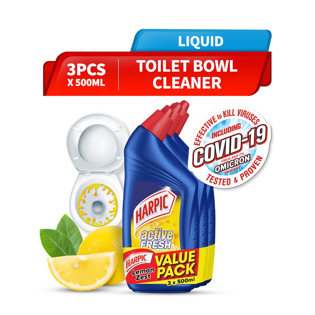 Harpic Lemon Zest Toilet Bowl Cleaner Disinfectant Liquid 500ml Value ...
