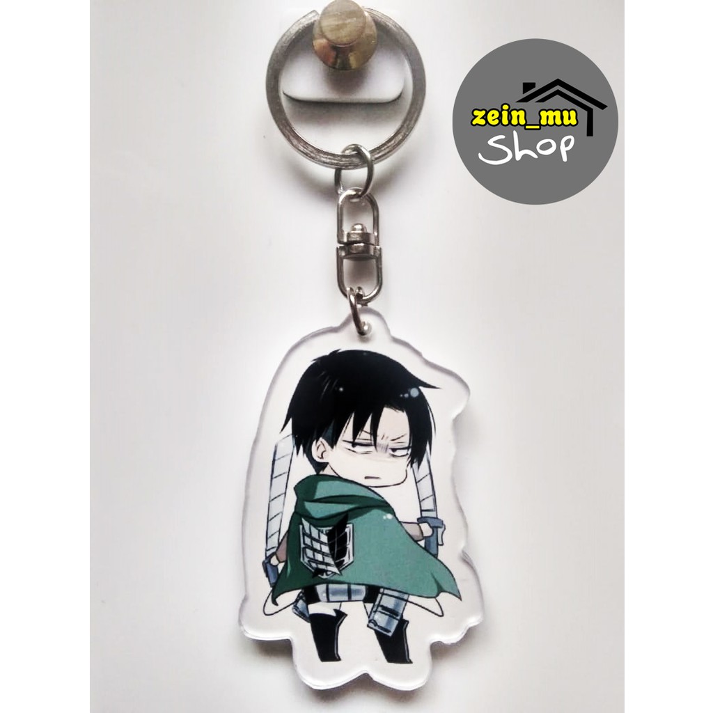 GANTUNGAN Acrylic Keychain anime chibi attack on titan levi | Shopee ...