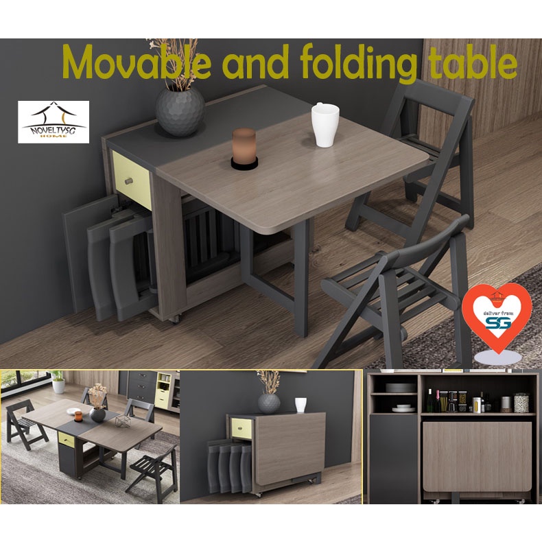 Foldable Table Foldable Future Dining Table With Drawer Kitchen Storage ...