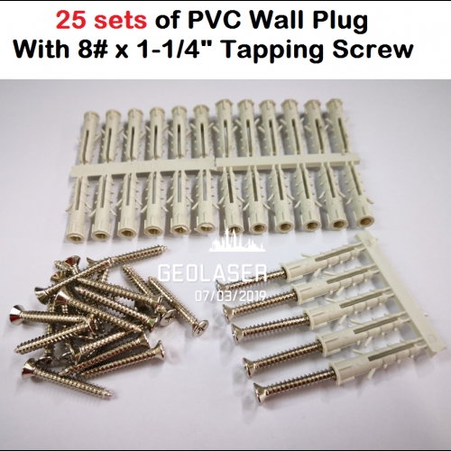 Pvc Wall Plug With Tapping Screw 8 X 1-1/4" (25 pairs/pack) | Shopee ...