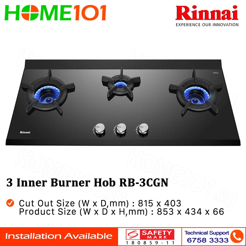 Rinnai 3 Inner Burner Hob RB-3CGN - LPG / PUB | Shopee Singapore