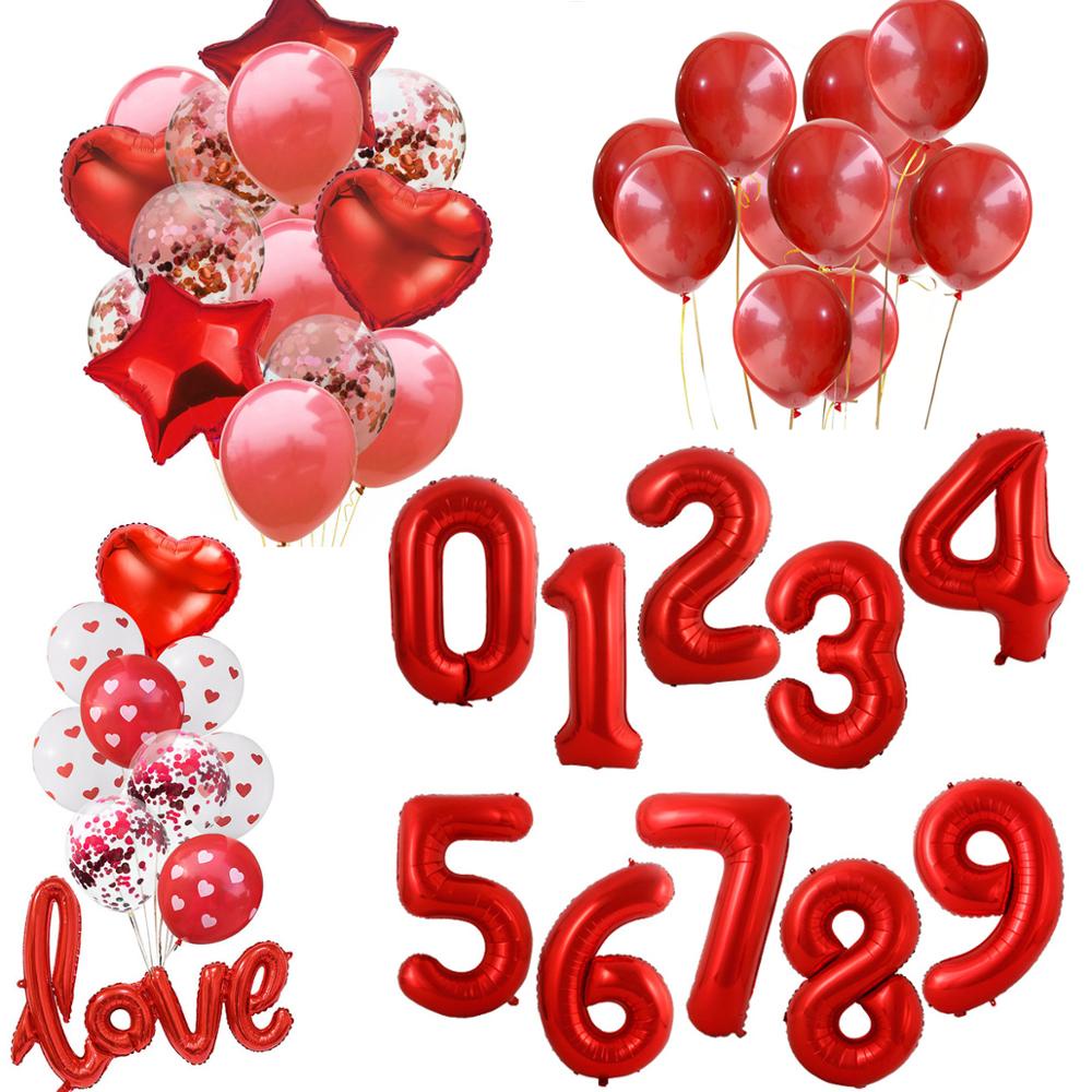 32 inch Red Number Foil Balloons Birthday Party WeddingValentine's Day ...