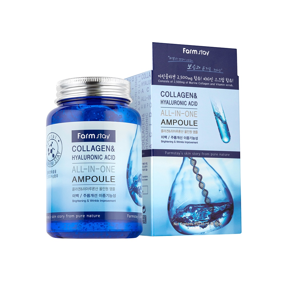 FARMSTAY Collagen & Hyaluronic Acid All-in-One Ampoule 250ml | Shopee ...