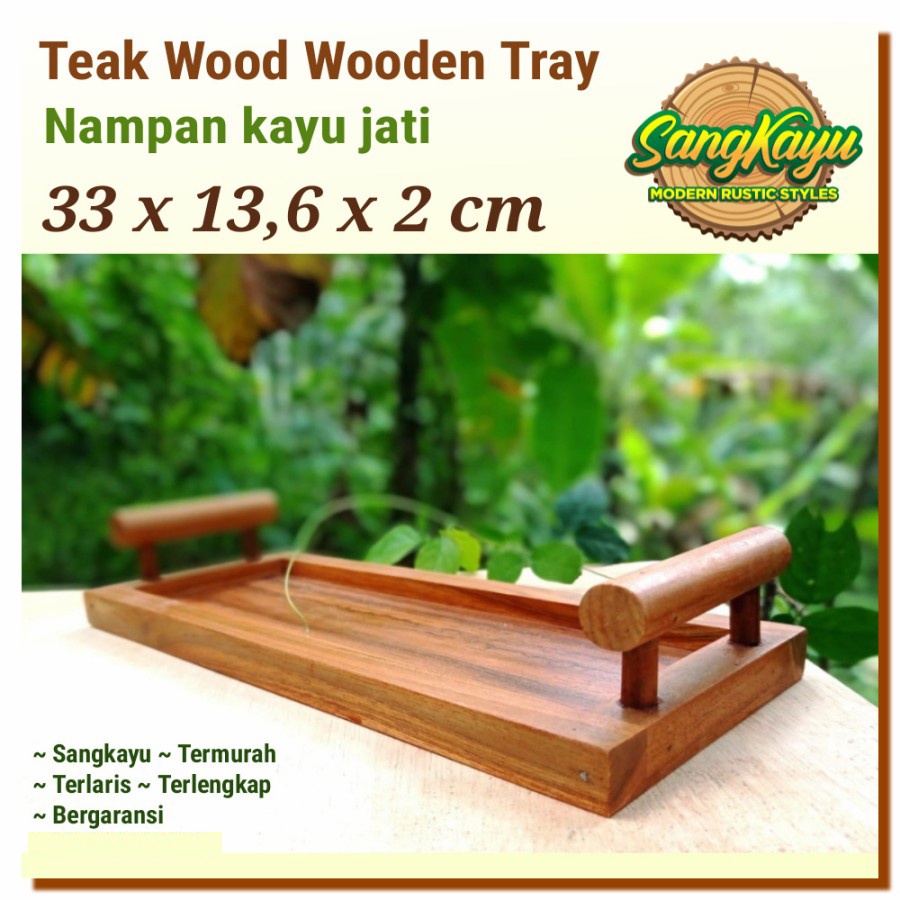 KAYU Premium teak wood tray teak wood 33x13.5x2cm wooden tray wooden ...