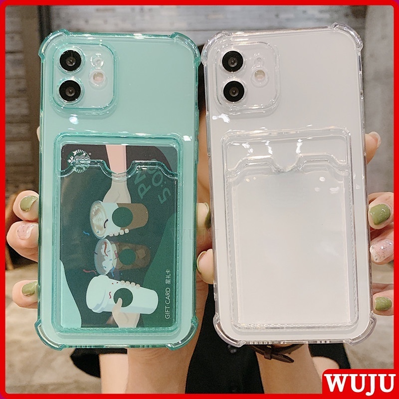 WUJU With Wallet Clip Card Holder Shockproof Clear Phone Case Compatible For iPhone 11 12 13 14 ...