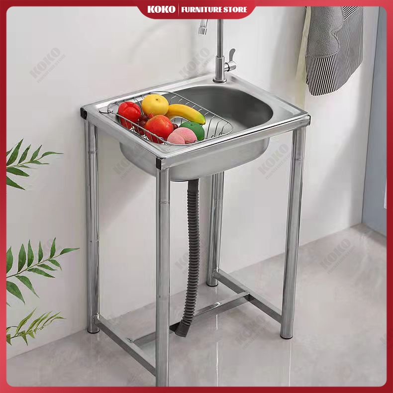 Stainless steel sink workbench with stand home kitchen wash basin ...