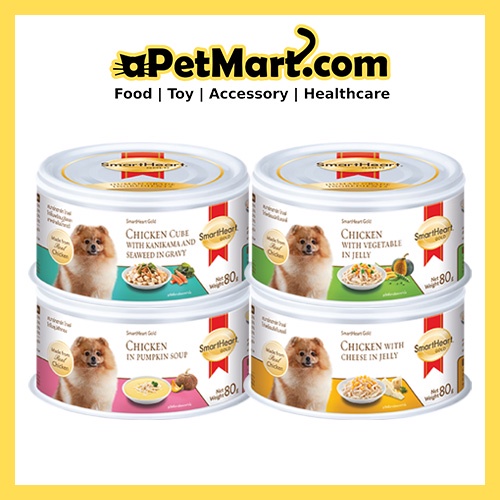 [1 Carton] SmartHeart Gold Canned Dog Food 80g x 24 Cans (4 Flavors ...
