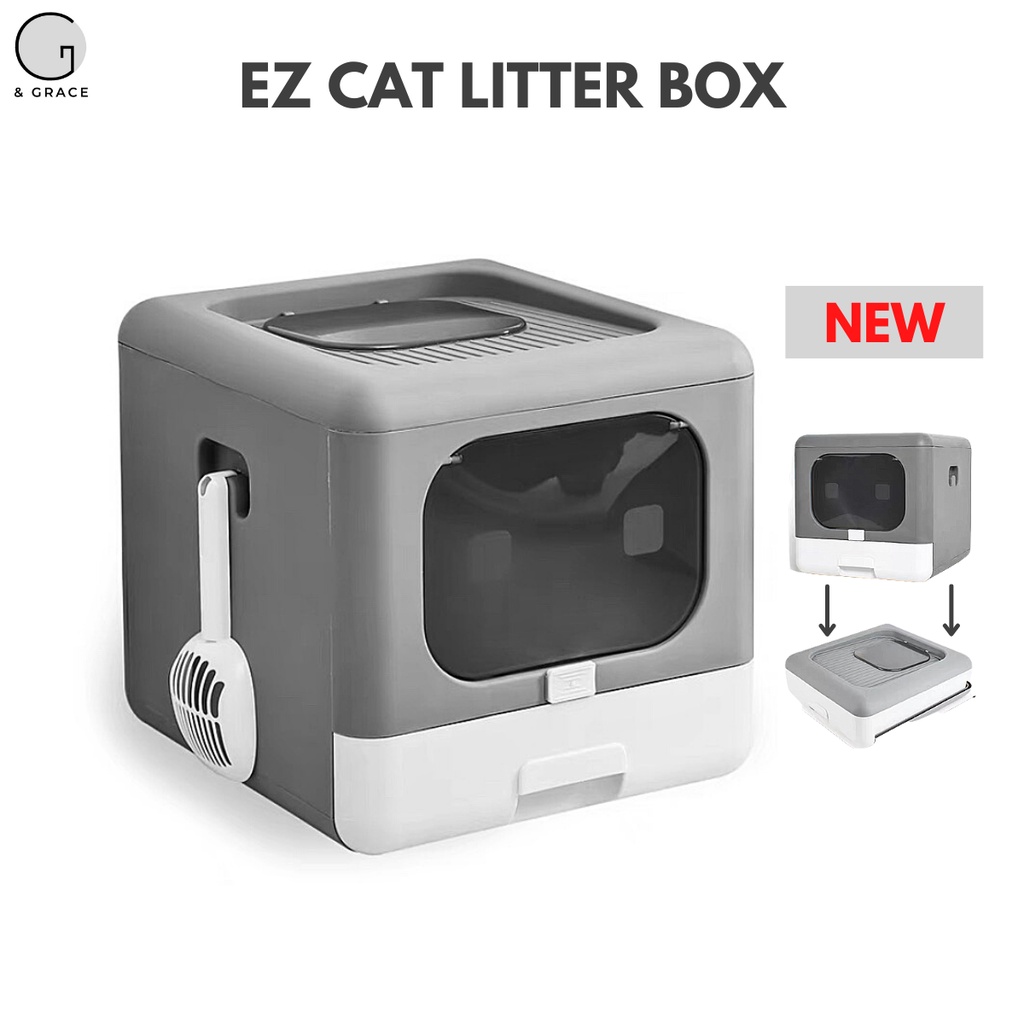 EZ Cat Litter Box - Foldable Box Design with Carbon Filter | Shopee ...