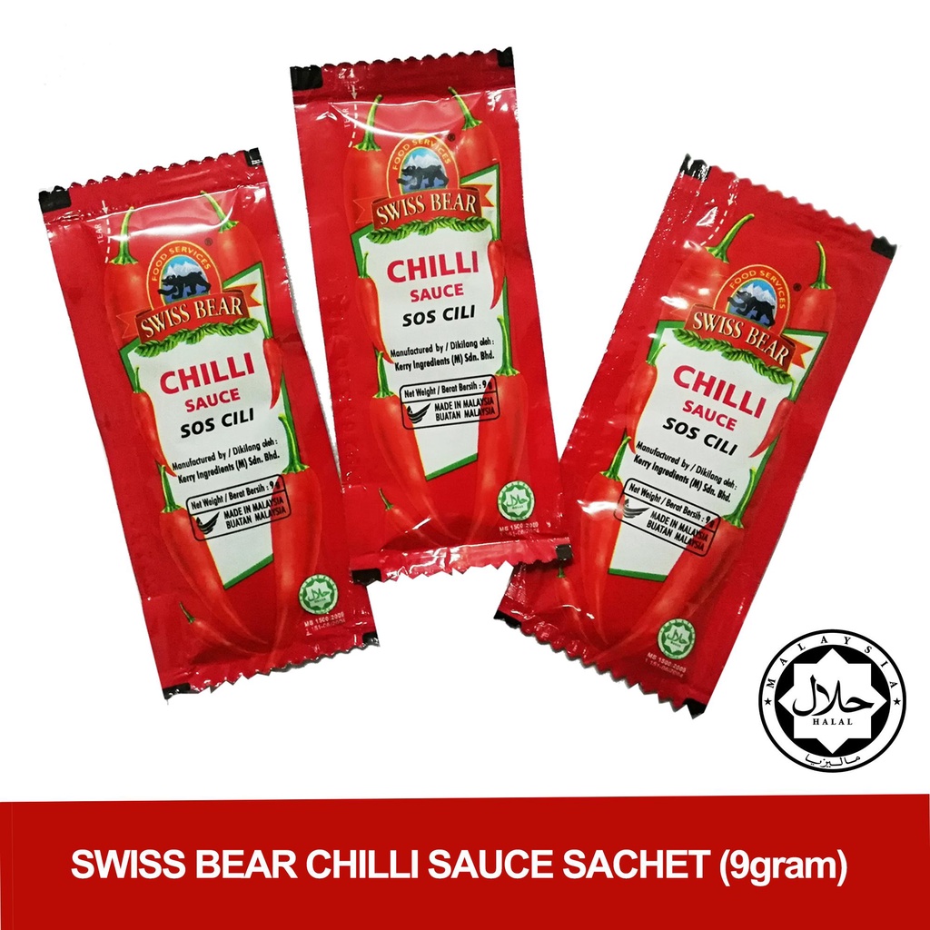 Swiss Bear Chilli Sauce Sachet 100'S (9g) | Shopee Singapore